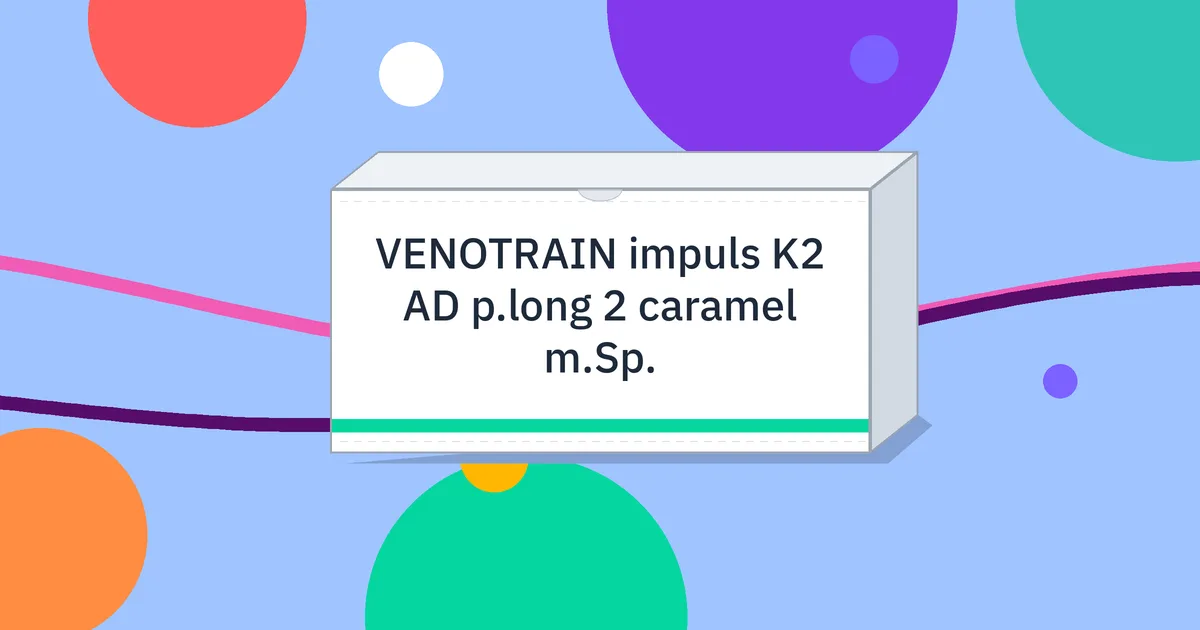 Symbolbild: Packung mit der Aufschrift VENOTRAIN impuls K2 AD p.long 2 caramel m.Sp. (PZN 00614009) – Verfügbarkeit und Bezug in Apotheken in Frankfurt am Main