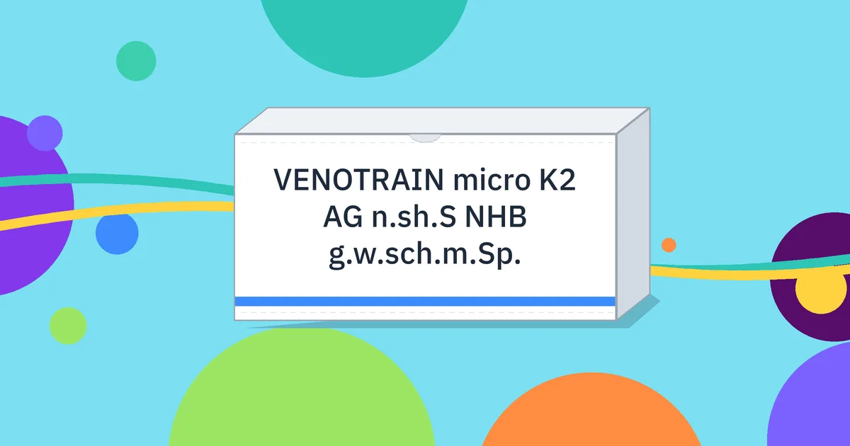 Symbolbild: Packung mit der Aufschrift VENOTRAIN micro K2 AG n.sh.S NHB g.w.sch.m.Sp. (PZN 09021624) – Verfügbarkeit und Bezug in Apotheken in Frankfurt am Main