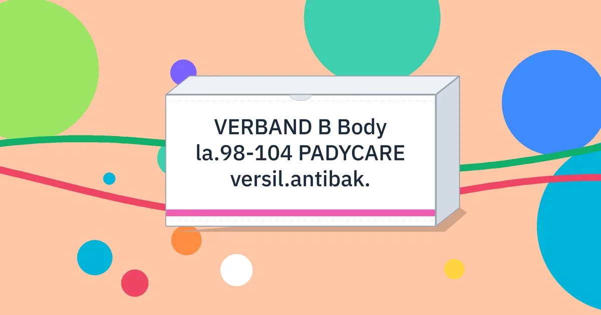 Symbolbild: Packung mit der Aufschrift VERBAND B Body la.98-104 PADYCARE versil.antibak. (PZN 10938523) – Verfügbarkeit und Bezug in Apotheken in Frankfurt am Main