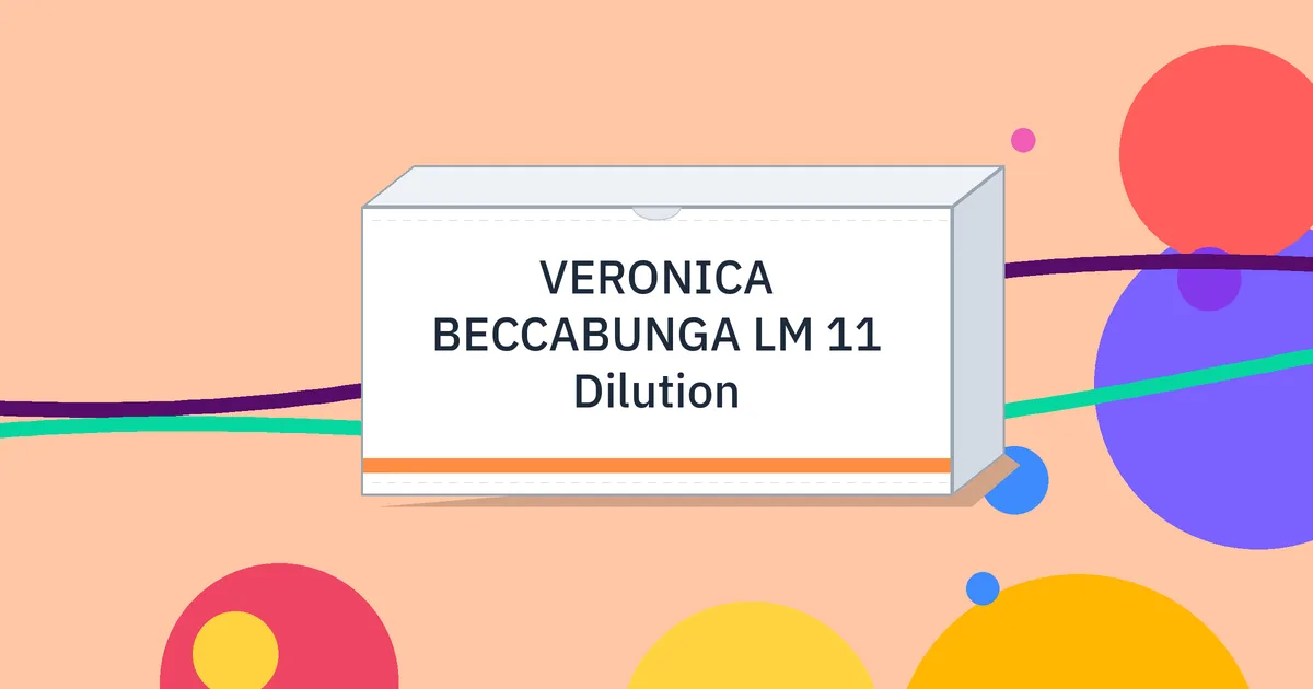 Symbolbild: Packung mit der Aufschrift VERONICA BECCABUNGA LM 11 Dilution (PZN 13268945) – Verfügbarkeit und Bezug in Apotheken in Frankfurt am Main