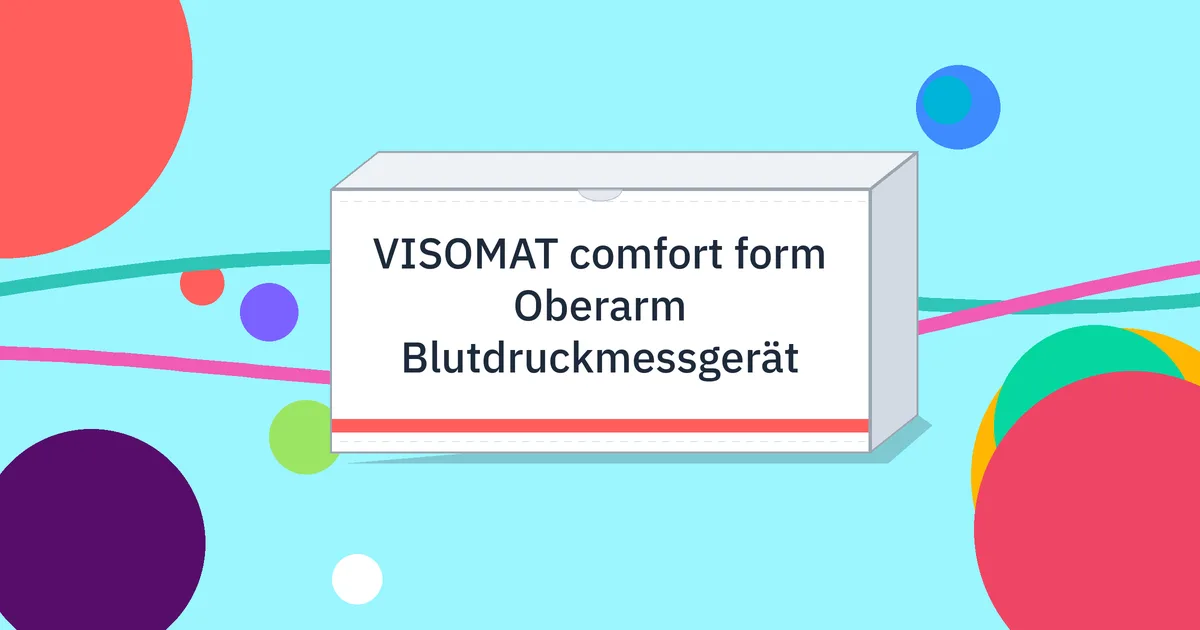 Symbolbild: Packung mit der Aufschrift VISOMAT comfort form Oberarm Blutdruckmessgerät (PZN 01802434) – Verfügbarkeit und Bezug in Apotheken in Frankfurt am Main