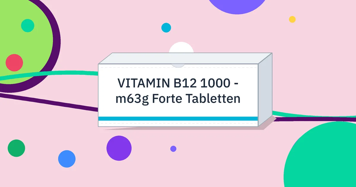 Symbolbild: Packung mit der Aufschrift VITAMIN B12 1000 -m63g Forte Tabletten (PZN 12465939) – Verfügbarkeit und Bezug in Apotheken in Frankfurt am Main