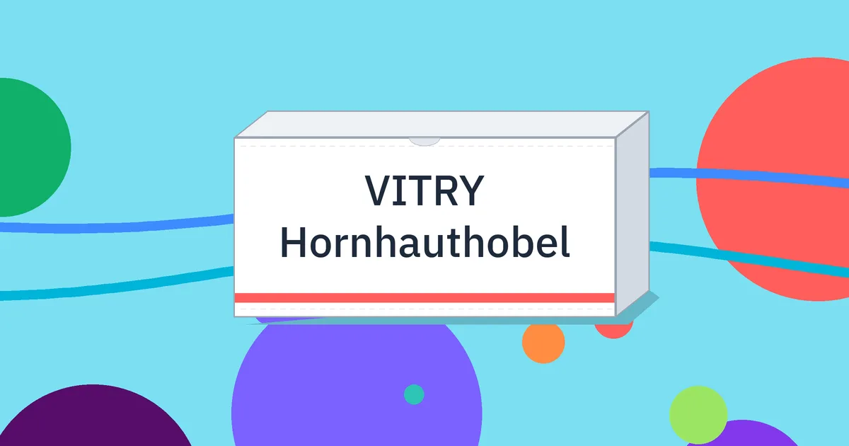 Symbolbild: Packung mit der Aufschrift VITRY Hornhauthobel (PZN 11689105) – Verfügbarkeit und Bezug in Apotheken in Frankfurt am Main