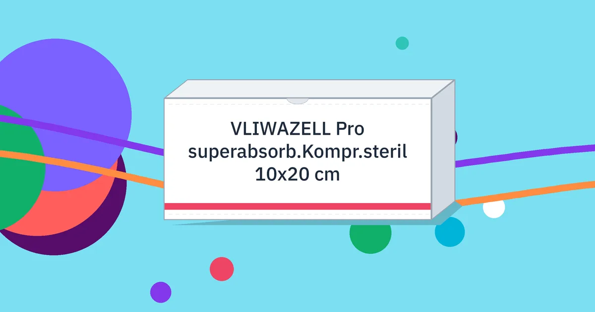 Symbolbild: Packung mit der Aufschrift VLIWAZELL Pro superabsorb.Kompr.steril 10x20 cm (PZN 19439170) – Verfügbarkeit und Bezug in Apotheken in Frankfurt am Main