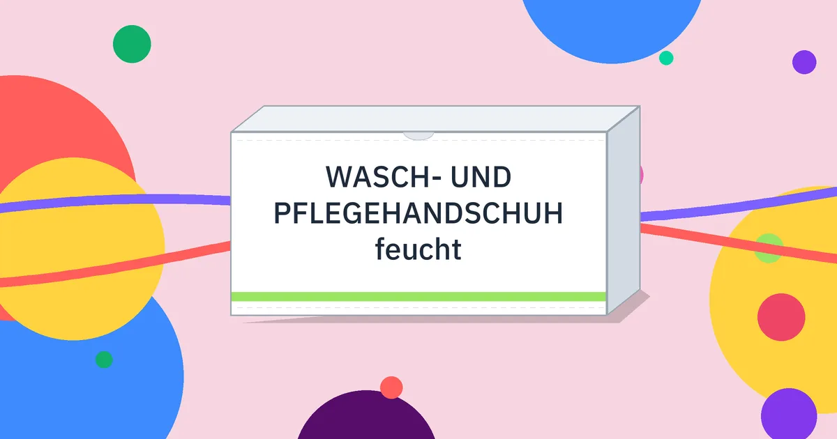 Symbolbild: Packung mit der Aufschrift WASCH- UND PFLEGEHANDSCHUH feucht (PZN 02907997) – Verfügbarkeit und Bezug in Apotheken in Frankfurt am Main