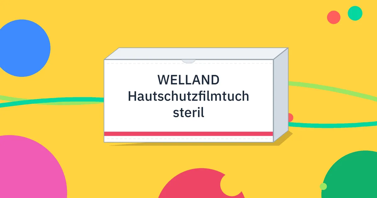 Symbolbild: Packung mit der Aufschrift WELLAND Hautschutzfilmtuch steril (PZN 06816116) – Verfügbarkeit und Bezug in Apotheken in Frankfurt am Main