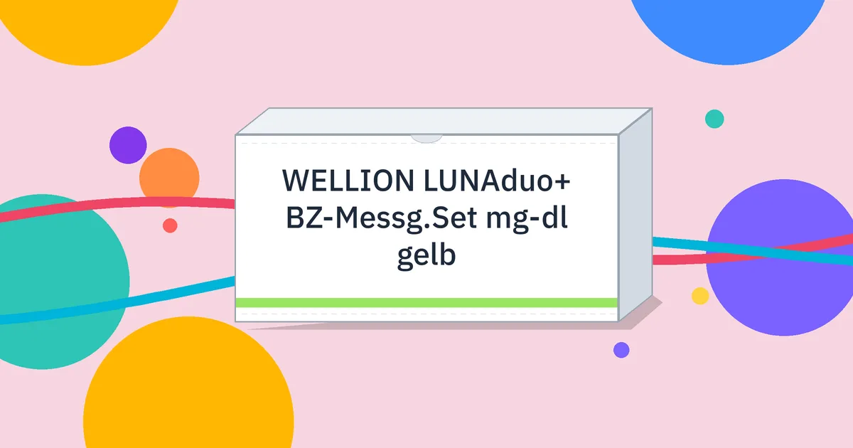 Symbolbild: Packung mit der Aufschrift WELLION LUNAduo+ BZ-Messg.Set mg-dl gelb (PZN 11527153) – Verfügbarkeit und Bezug in Apotheken in Frankfurt am Main