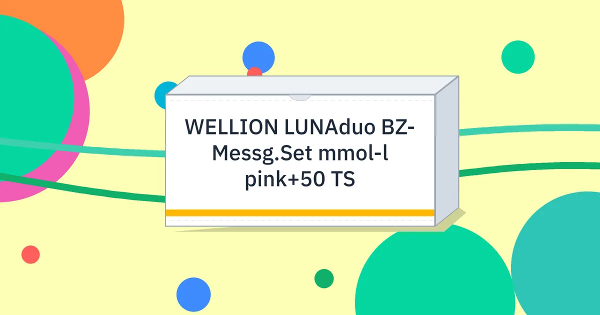 Symbolbild: Packung mit der Aufschrift WELLION LUNAduo BZ-Messg.Set mmol-l pink+50 TS (PZN 11849477) – Verfügbarkeit und Bezug in Apotheken in Frankfurt am Main