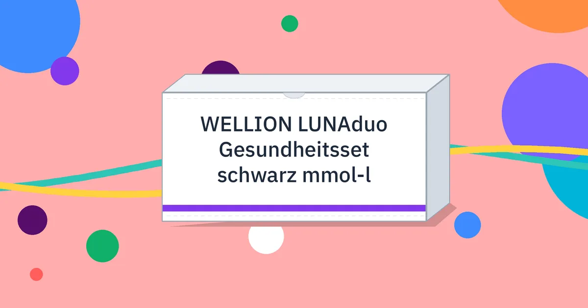 Symbolbild: Packung mit der Aufschrift WELLION LUNAduo Gesundheitsset schwarz mmol-l (PZN 13350486) – Verfügbarkeit und Bezug in Apotheken in Frankfurt am Main