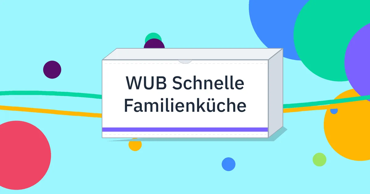 Symbolbild: Packung mit der Aufschrift WUB Schnelle Familienküche (PZN 16685632) – Verfügbarkeit und Bezug in Apotheken in Frankfurt am Main