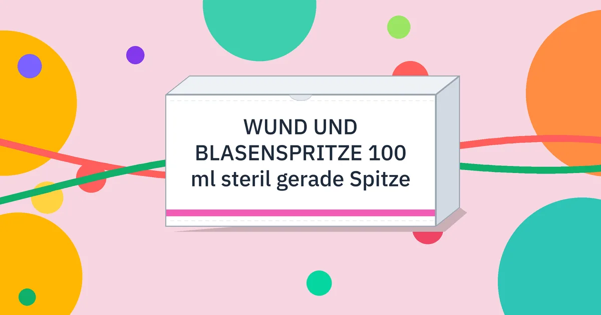 Symbolbild: Packung mit der Aufschrift WUND UND BLASENSPRITZE 100 ml steril gerade Spitze (PZN 05553815) – Verfügbarkeit und Bezug in Apotheken in Frankfurt am Main
