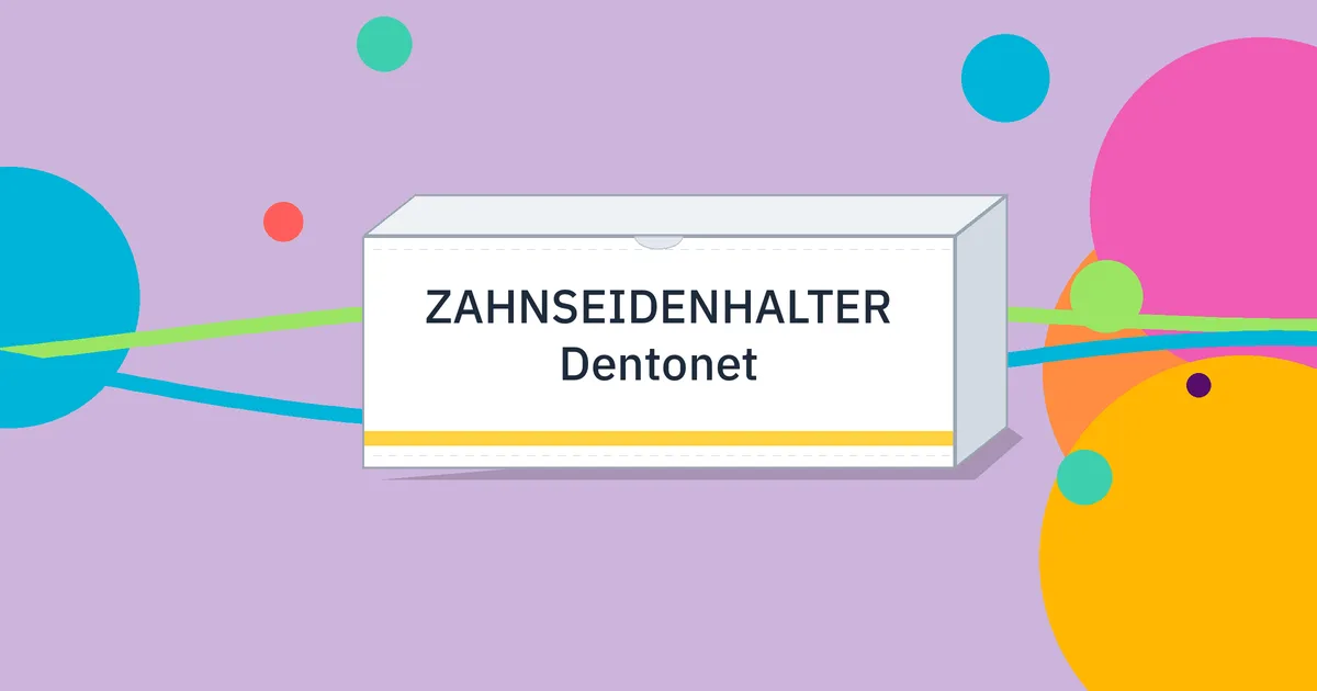 Symbolbild: Packung mit der Aufschrift ZAHNSEIDENHALTER Dentonet (PZN 07317527) – Verfügbarkeit und Bezug in Apotheken in Frankfurt am Main