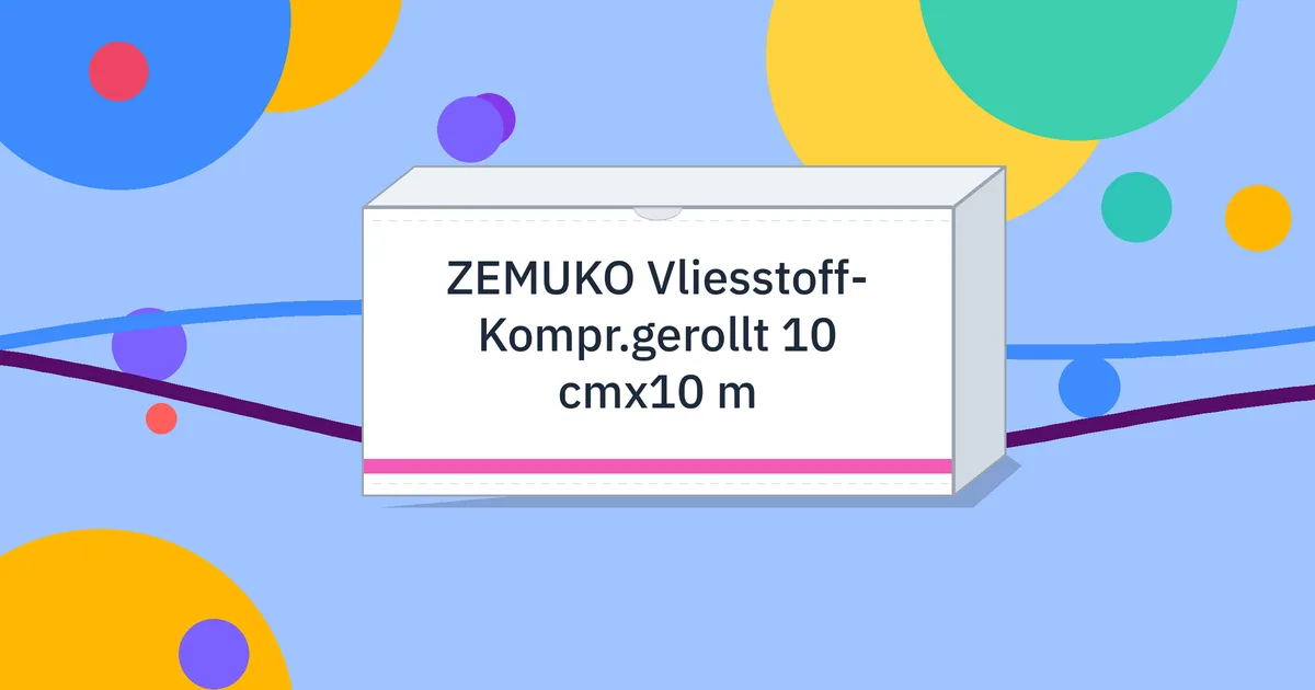 Symbolbild: Packung mit der Aufschrift ZEMUKO Vliesstoff-Kompr.gerollt 10 cmx10 m (PZN 01144008) – Verfügbarkeit und Bezug in Apotheken in Frankfurt am Main