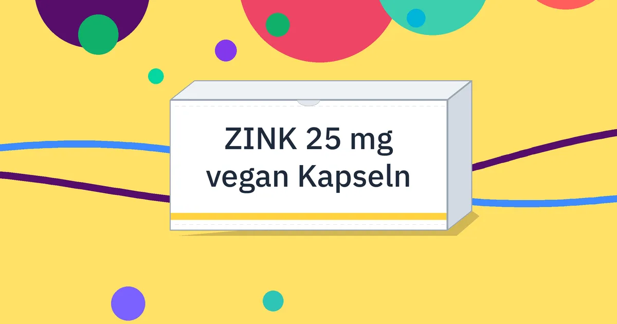Symbolbild: Packung mit der Aufschrift ZINK 25 mg vegan Kapseln (PZN 17427091) – Verfügbarkeit und Bezug in Apotheken in Frankfurt am Main
