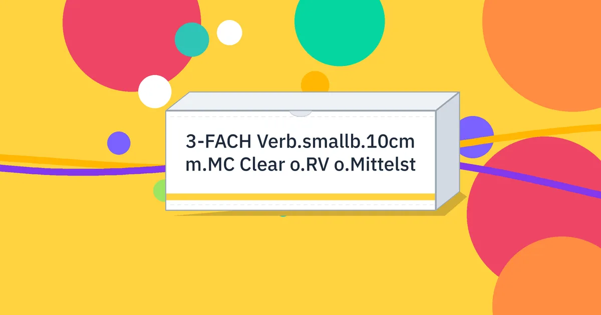 Symbolbild: Packung mit der Aufschrift 3-FACH Verb.smallb.10cm m.MC Clear o.RV o.Mittelst (PZN 19515238) – Verfügbarkeit und Bezug in Apotheken in Frankfurt am Main