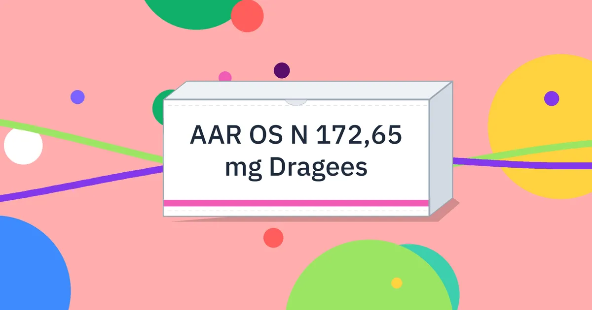 Symbolbild: Packung mit der Aufschrift AAR OS N 172,65 mg Dragees (PZN 00326049) – Verfügbarkeit und Bezug in Apotheken in Frankfurt am Main