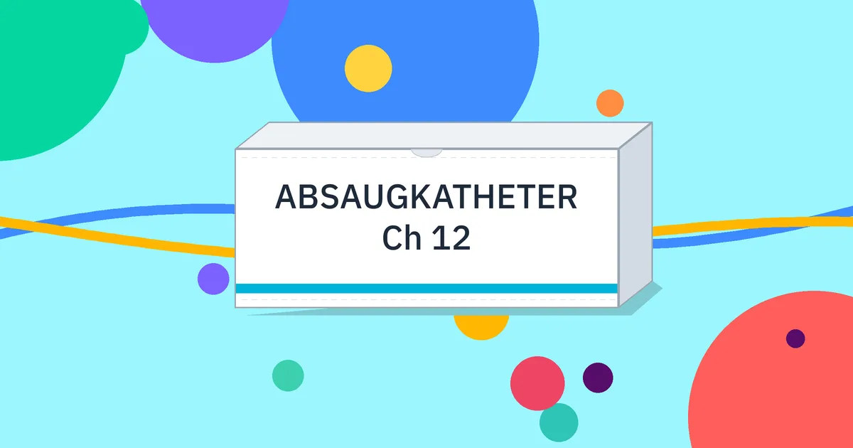 Symbolbild: Packung mit der Aufschrift ABSAUGKATHETER Ch 12 (PZN 07464665) – Verfügbarkeit und Bezug in Apotheken in Frankfurt am Main