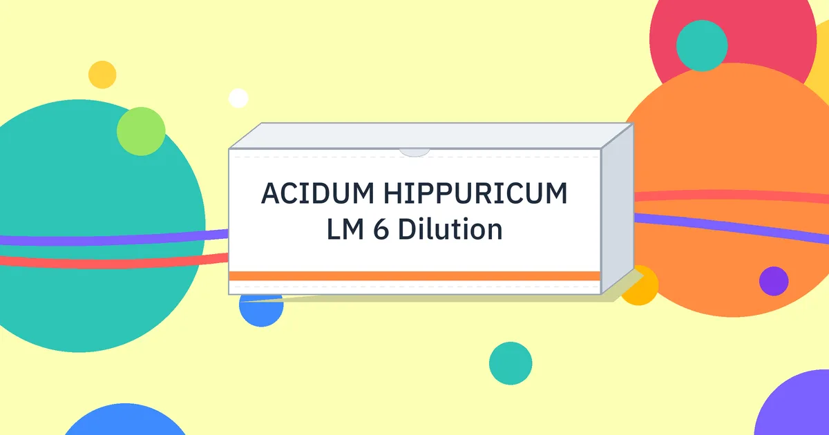 Symbolbild: Packung mit der Aufschrift ACIDUM HIPPURICUM LM 6 Dilution (PZN 13277252) – Verfügbarkeit und Bezug in Apotheken in Frankfurt am Main