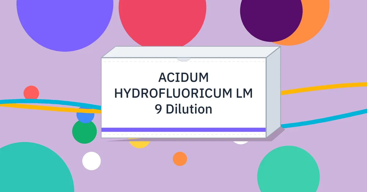 Symbolbild: Packung mit der Aufschrift ACIDUM HYDROFLUORICUM LM 9 Dilution (PZN 13500359) – Verfügbarkeit und Bezug in Apotheken in Frankfurt am Main
