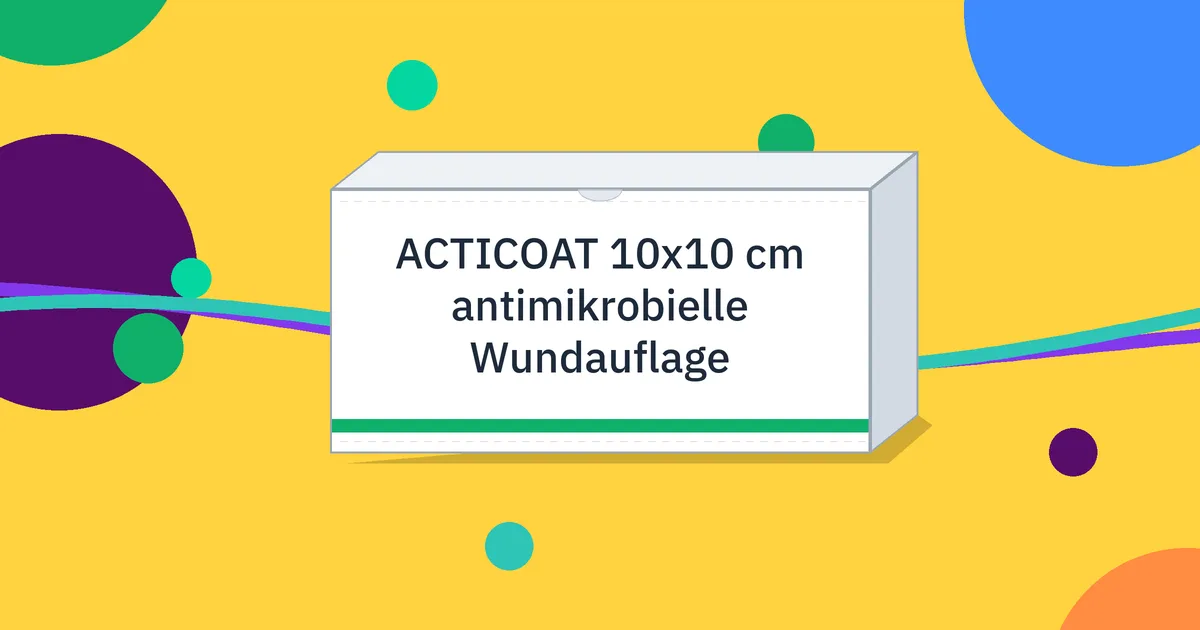 Symbolbild: Packung mit der Aufschrift ACTICOAT 10x10 cm antimikrobielle Wundauflage (PZN 01885650) – Verfügbarkeit und Bezug in Apotheken in Frankfurt am Main
