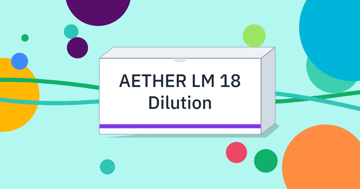 Symbolbild: Packung mit der Aufschrift AETHER LM 18 Dilution (PZN 13300270) – Verfügbarkeit und Bezug in Apotheken in Frankfurt am Main