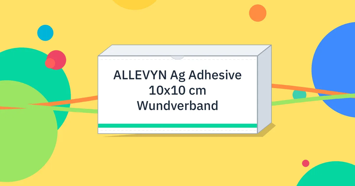 Symbolbild: Packung mit der Aufschrift ALLEVYN Ag Adhesive 10x10 cm Wundverband (PZN 14278472) – Verfügbarkeit und Bezug in Apotheken in Frankfurt am Main