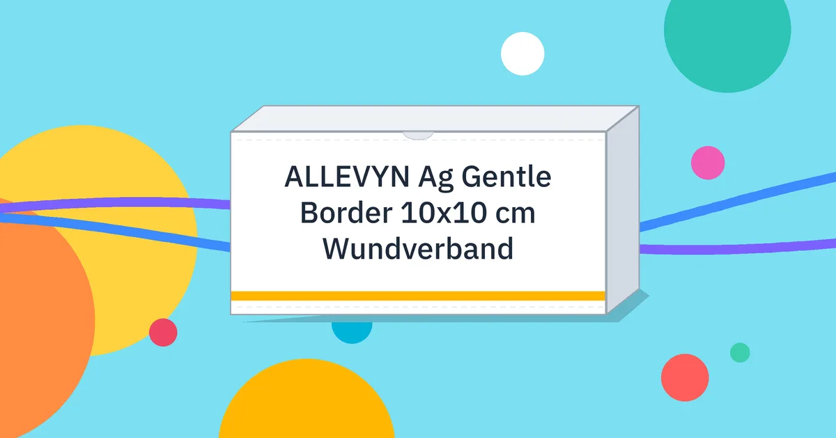 Symbolbild: Packung mit der Aufschrift ALLEVYN Ag Gentle Border 10x10 cm Wundverband (PZN 03296159) – Verfügbarkeit und Bezug in Apotheken in Frankfurt am Main