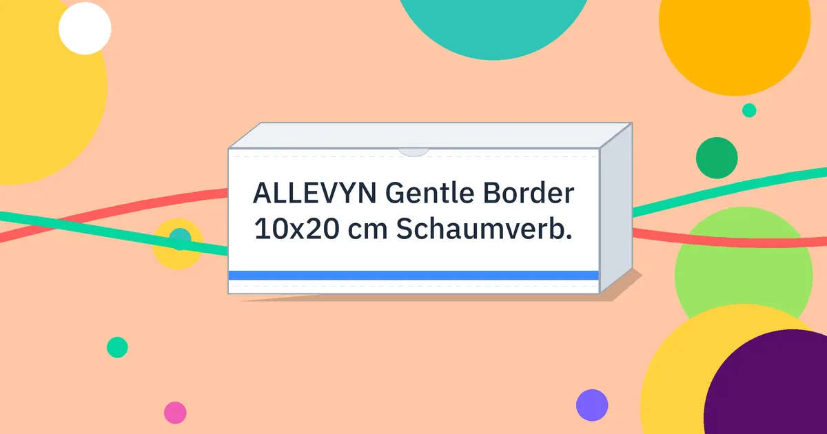 Symbolbild: Packung mit der Aufschrift ALLEVYN Gentle Border 10x20 cm Schaumverb. (PZN 14021483) – Verfügbarkeit und Bezug in Apotheken in Frankfurt am Main