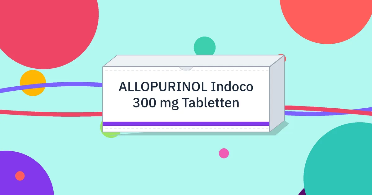 Symbolbild: Packung mit der Aufschrift ALLOPURINOL Indoco 300 mg Tabletten (PZN 16588596) – Verfügbarkeit und Bezug in Apotheken in Frankfurt am Main