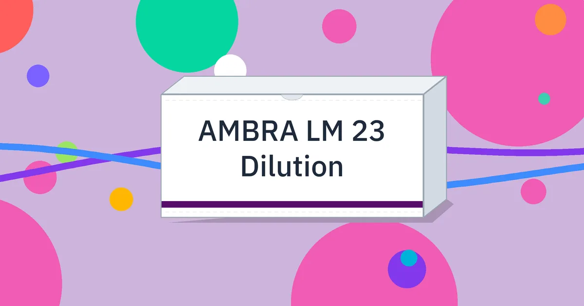 Symbolbild: Packung mit der Aufschrift AMBRA LM 23 Dilution (PZN 12759919) – Verfügbarkeit und Bezug in Apotheken in Frankfurt am Main