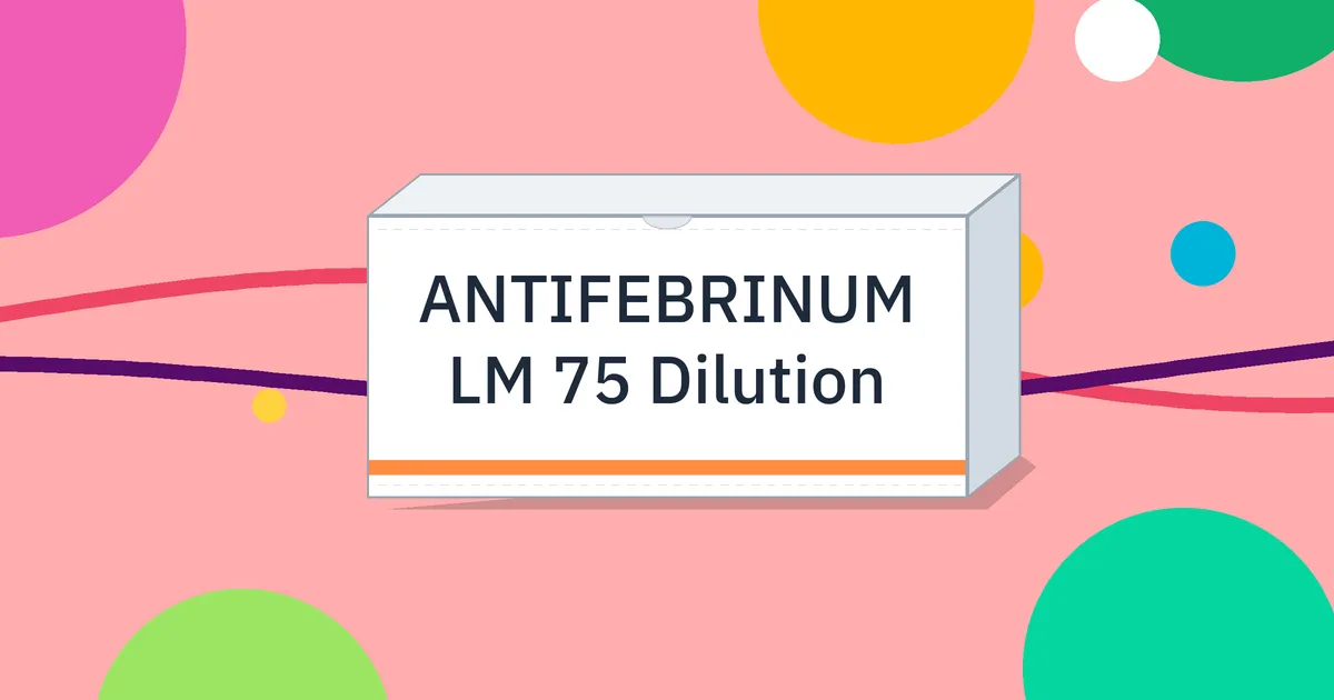 Symbolbild: Packung mit der Aufschrift ANTIFEBRINUM LM 75 Dilution (PZN 13371979) – Verfügbarkeit und Bezug in Apotheken in Frankfurt am Main