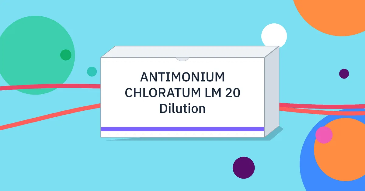 Symbolbild: Packung mit der Aufschrift ANTIMONIUM CHLORATUM LM 20 Dilution (PZN 13372737) – Verfügbarkeit und Bezug in Apotheken in Frankfurt am Main