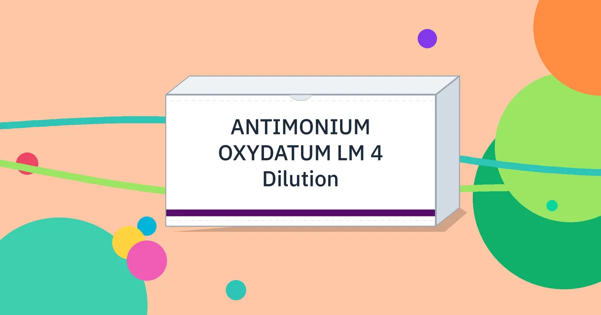 Symbolbild: Packung mit der Aufschrift ANTIMONIUM OXYDATUM LM 4 Dilution (PZN 13374133) – Verfügbarkeit und Bezug in Apotheken in Frankfurt am Main