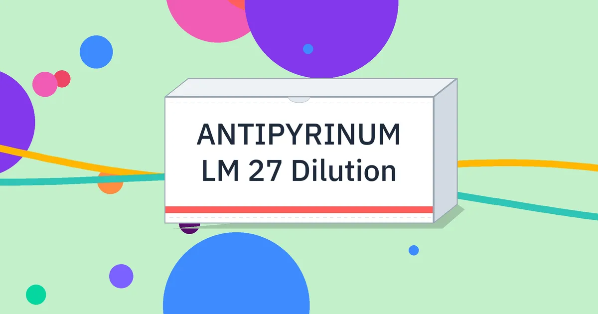 Symbolbild: Packung mit der Aufschrift ANTIPYRINUM LM 27 Dilution (PZN 13376698) – Verfügbarkeit und Bezug in Apotheken in Frankfurt am Main