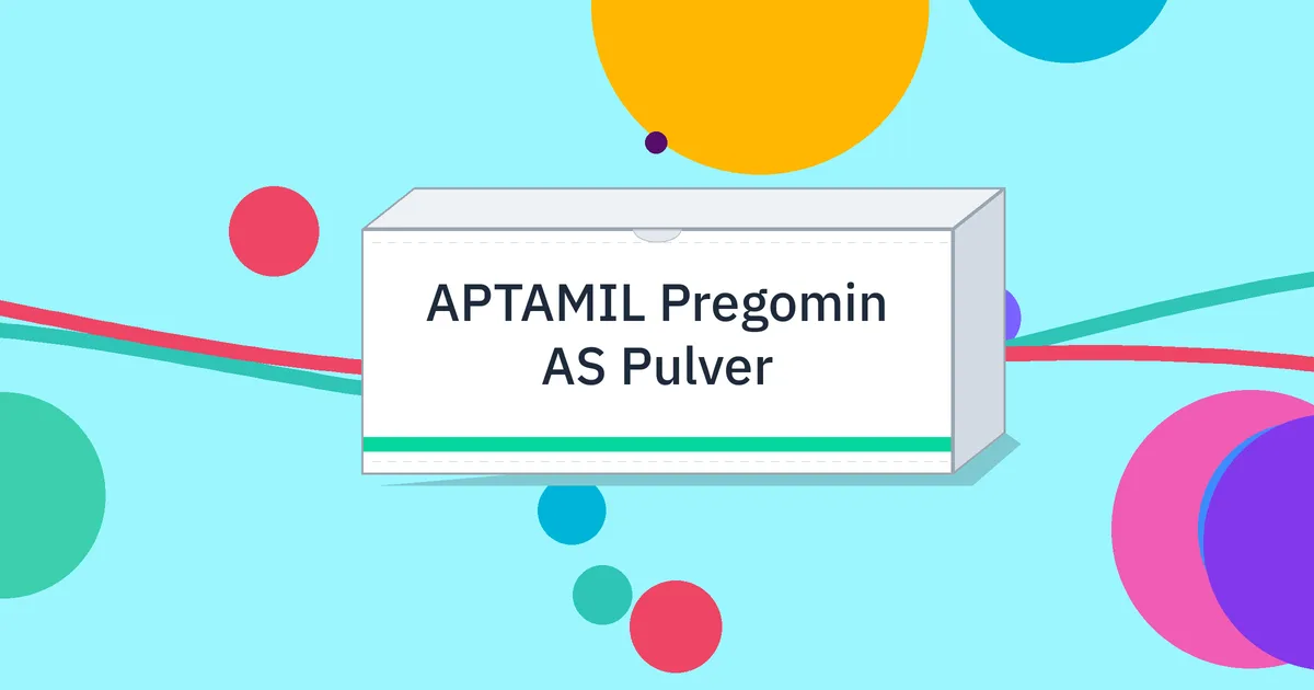 Symbolbild: Packung mit der Aufschrift APTAMIL Pregomin AS Pulver (PZN 09480800) – Verfügbarkeit und Bezug in Apotheken in Frankfurt am Main