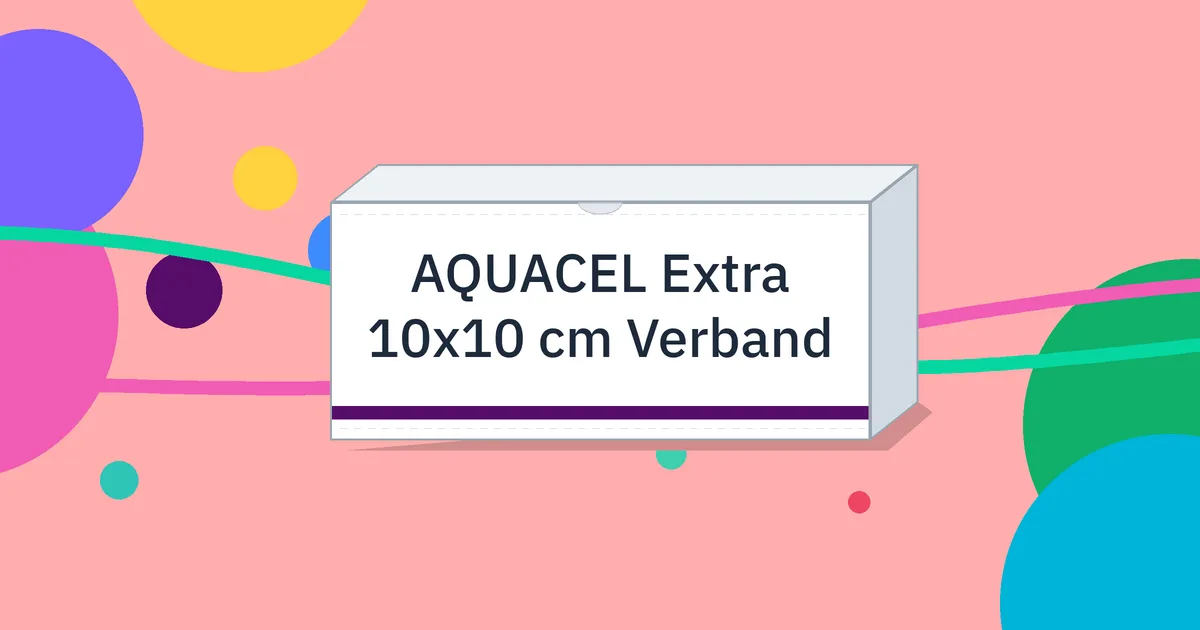 Symbolbild: Packung mit der Aufschrift AQUACEL Extra 10x10 cm Verband (PZN 13968826) – Verfügbarkeit und Bezug in Apotheken in Frankfurt am Main