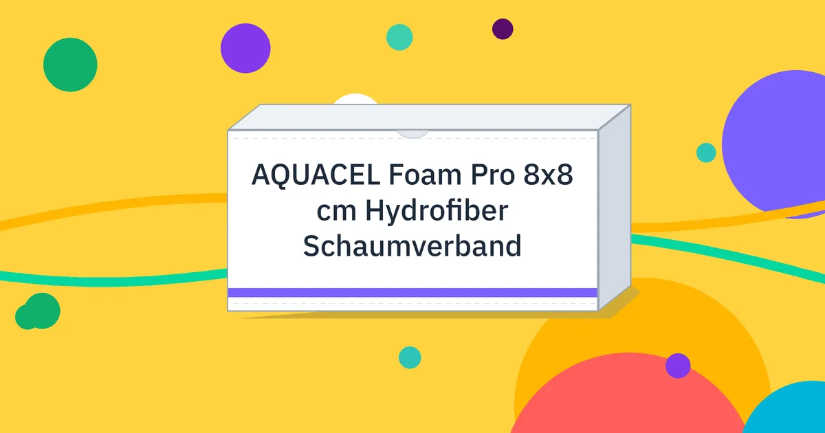 Symbolbild: Packung mit der Aufschrift AQUACEL Foam Pro 8x8 cm Hydrofiber Schaumverband (PZN 19103688) – Verfügbarkeit und Bezug in Apotheken in Frankfurt am Main