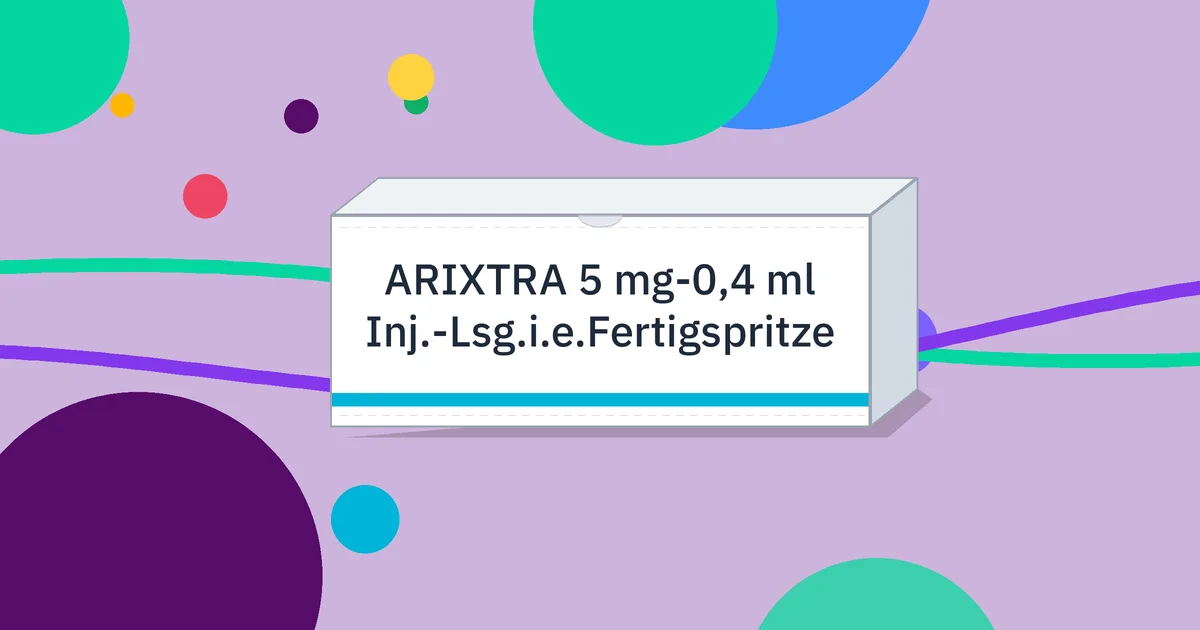 Symbolbild: Packung mit der Aufschrift ARIXTRA 5 mg-0,4 ml Inj.-Lsg.i.e.Fertigspritze (PZN 11306127) – Verfügbarkeit und Bezug in Apotheken in Frankfurt am Main
