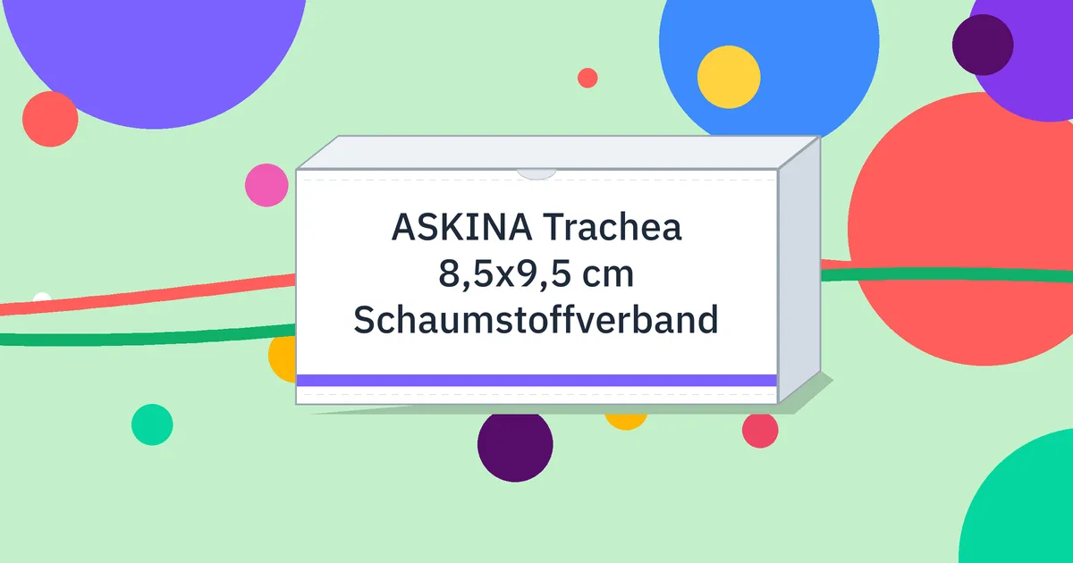 Symbolbild: Packung mit der Aufschrift ASKINA Trachea 8,5x9,5 cm Schaumstoffverband (PZN 13871535) – Verfügbarkeit und Bezug in Apotheken in Frankfurt am Main