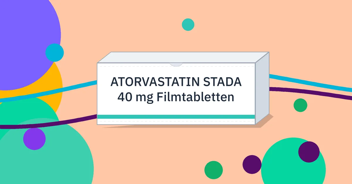 Symbolbild: Packung mit der Aufschrift ATORVASTATIN STADA 40 mg Filmtabletten (PZN 09231468) – Verfügbarkeit und Bezug in Apotheken in Frankfurt am Main