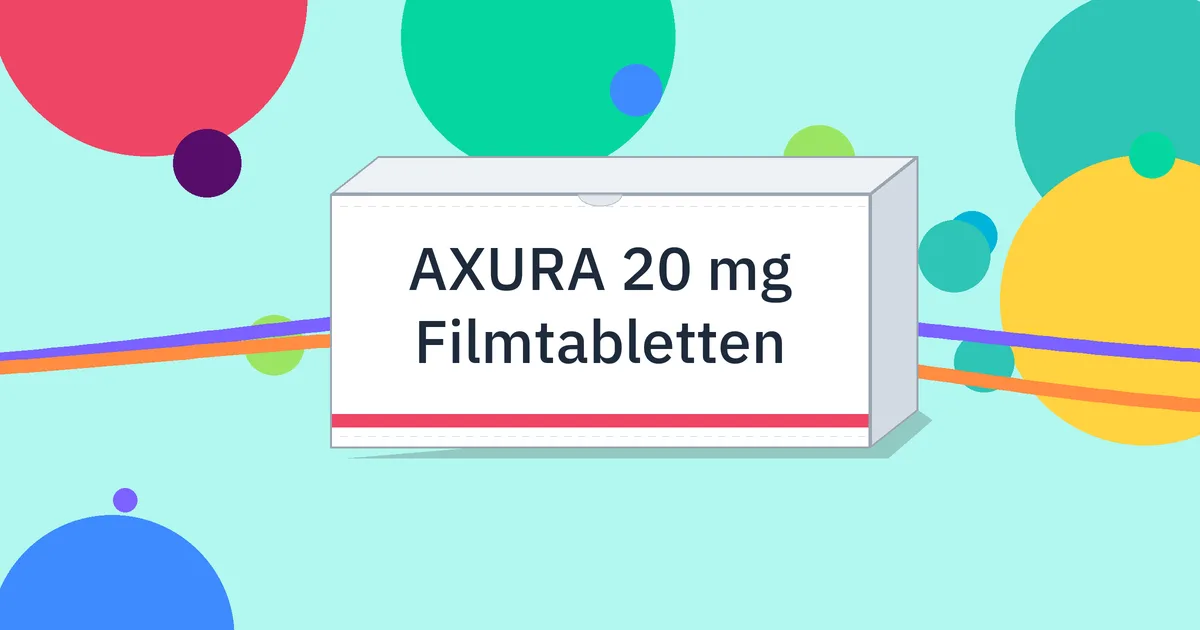 Symbolbild: Packung mit der Aufschrift AXURA 20 mg Filmtabletten (PZN 10118240) – Verfügbarkeit und Bezug in Apotheken in Frankfurt am Main
