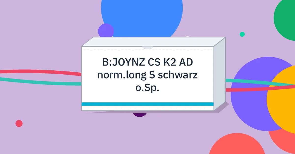 Symbolbild: Packung mit der Aufschrift B:JOYNZ CS K2 AD norm.long S schwarz o.Sp. (PZN 20528890) – Verfügbarkeit und Bezug in Apotheken in Frankfurt am Main