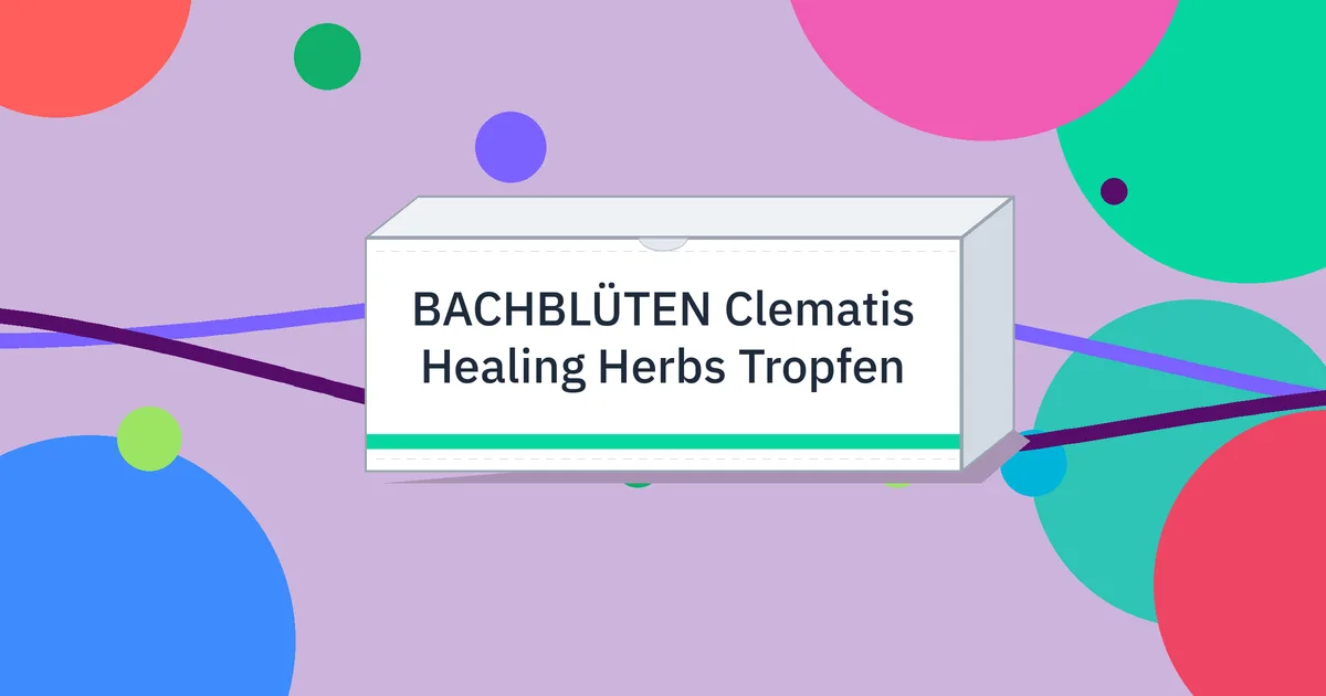 Symbolbild: Packung mit der Aufschrift BACHBLÜTEN Clematis Healing Herbs Tropfen (PZN 07364432) – Verfügbarkeit und Bezug in Apotheken in Frankfurt am Main