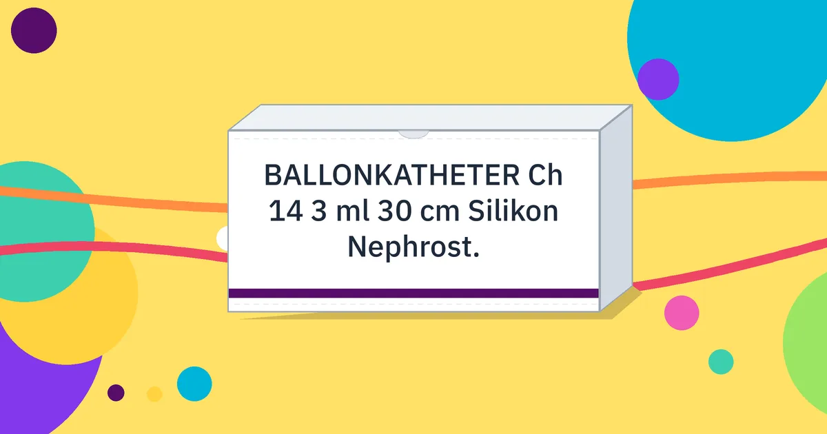 Symbolbild: Packung mit der Aufschrift BALLONKATHETER Ch 14 3 ml 30 cm Silikon Nephrost. (PZN 00786704) – Verfügbarkeit und Bezug in Apotheken in Frankfurt am Main