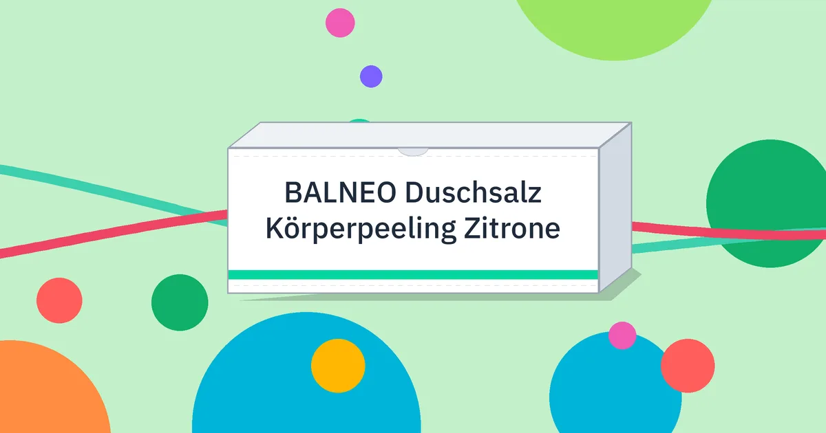 Symbolbild: Packung mit der Aufschrift BALNEO Duschsalz Körperpeeling Zitrone (PZN 04000965) – Verfügbarkeit und Bezug in Apotheken in Frankfurt am Main