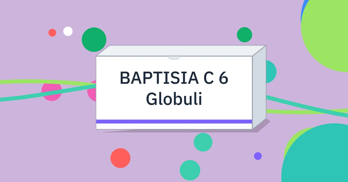 Symbolbild: Packung mit der Aufschrift BAPTISIA C 6 Globuli (PZN 19715316) – Verfügbarkeit und Bezug in Apotheken in Frankfurt am Main