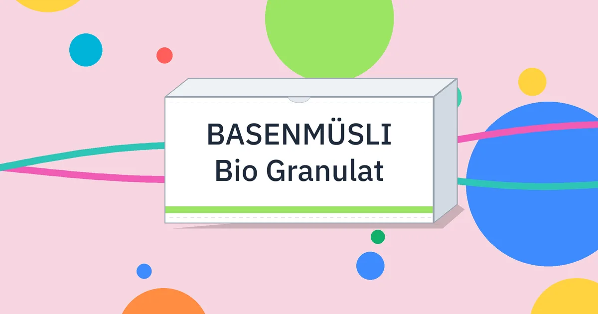 Symbolbild: Packung mit der Aufschrift BASENMÜSLI Bio Granulat (PZN 10931828) – Verfügbarkeit und Bezug in Apotheken in Frankfurt am Main