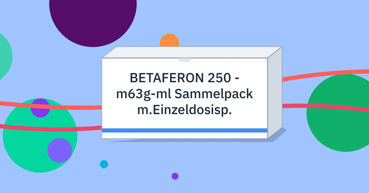 Symbolbild: Packung mit der Aufschrift BETAFERON 250 -m63g-ml Sammelpack m.Einzeldosisp. (PZN 06142497) – Verfügbarkeit und Bezug in Apotheken in Frankfurt am Main