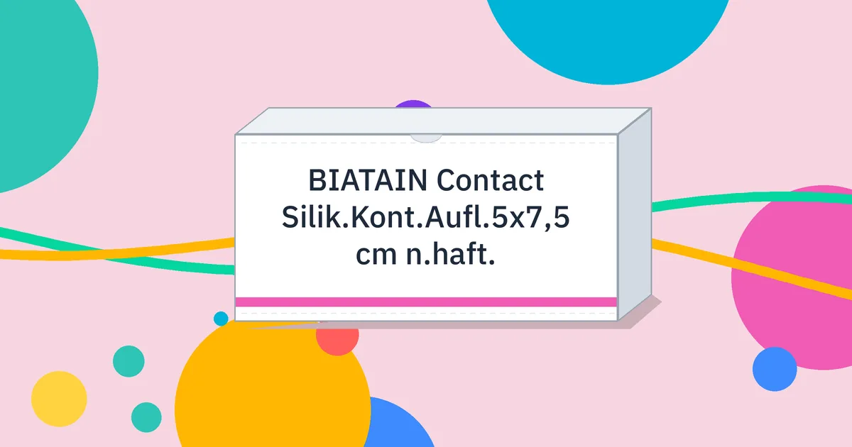 Symbolbild: Packung mit der Aufschrift BIATAIN Contact Silik.Kont.Aufl.5x7,5 cm n.haft. (PZN 15628715) – Verfügbarkeit und Bezug in Apotheken in Frankfurt am Main