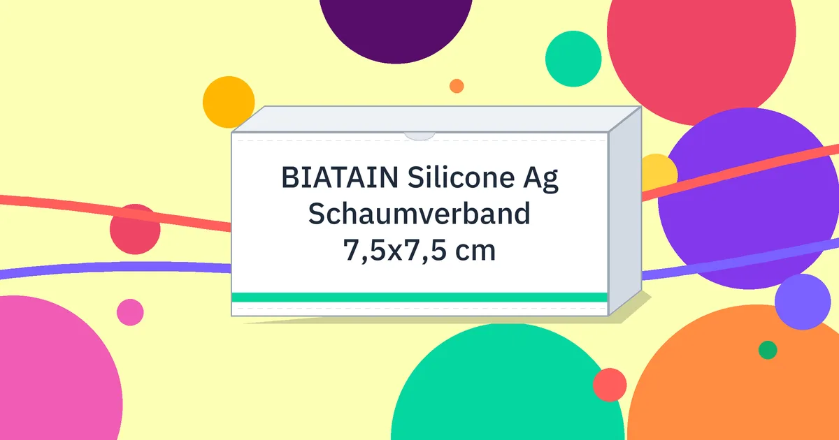 Symbolbild: Packung mit der Aufschrift BIATAIN Silicone Ag Schaumverband 7,5x7,5 cm (PZN 11093625) – Verfügbarkeit und Bezug in Apotheken in Frankfurt am Main